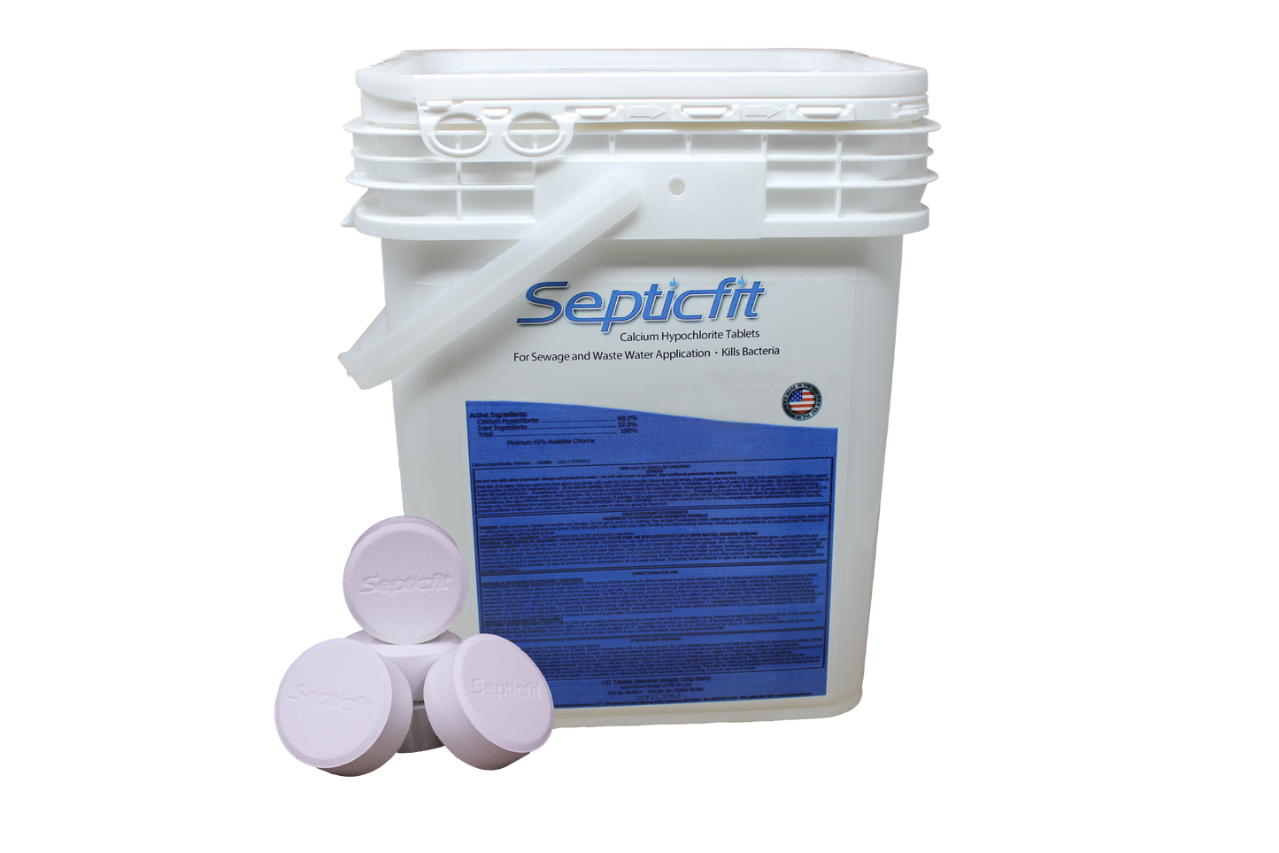 Septicfit® Industrial Septic Chlorine Tablets – 132-Tablet Bulk Pail